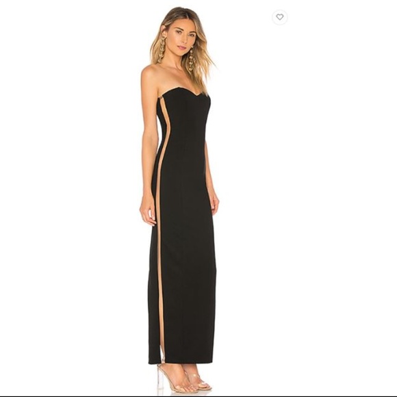 NBD | Dresses | Sexy Black Long Dress With Sheer Panels Size Xs | Poshmark